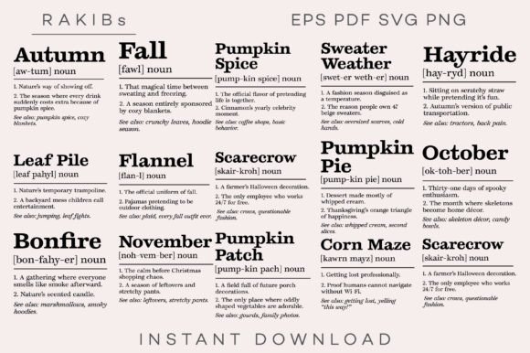 Funny Autumn Definition Bundle Graphic by RakibS · Creative Fabrica