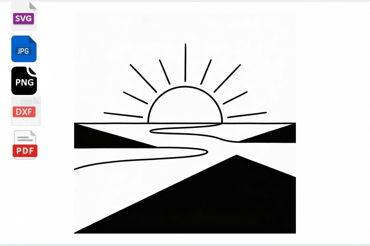 Minimalist Sunrise River Landscape SVG Graphic by mhrana730 · Creative ...