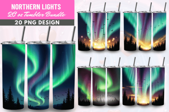 Northern Lights Tumbler 20oz Wrap Bundle Graphic by Graphics Expert ...