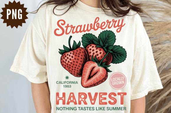 Retro Summer Strawberry Fruit PNG Design Graphic by JR Design ...