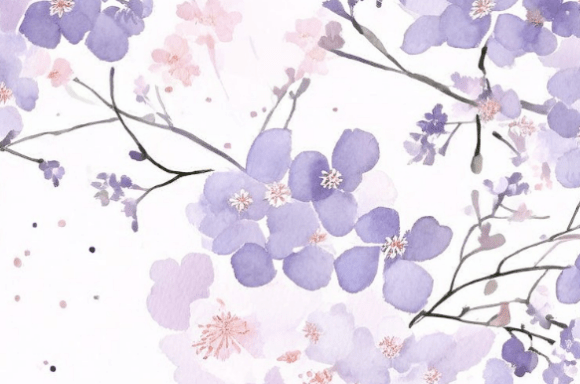 Soft Watercolor Floral Bow Pattern Colle Graphic by juman · Creative ...