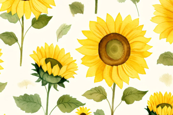 Watercolor Sunflower Floral Pattern Coll Graphic by juman · Creative ...
