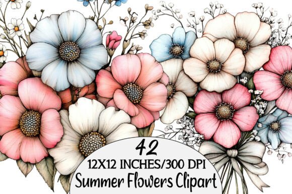 Whimsical Summer Flowers Clipart Graphic by Creative Print · Creative ...