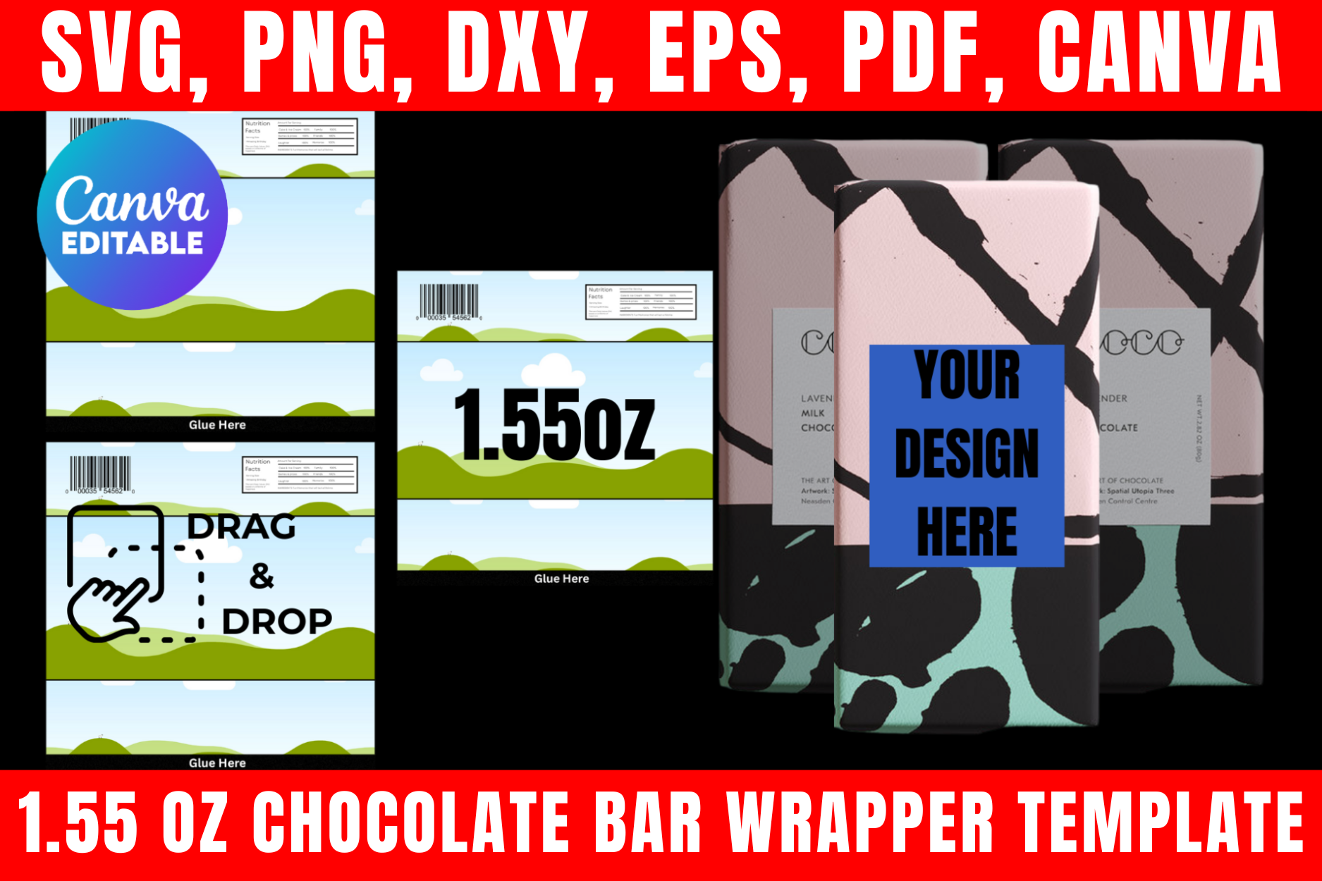 1.55 Oz Chocolate Bar Wrapper Template Graphic by freshzone228 ...