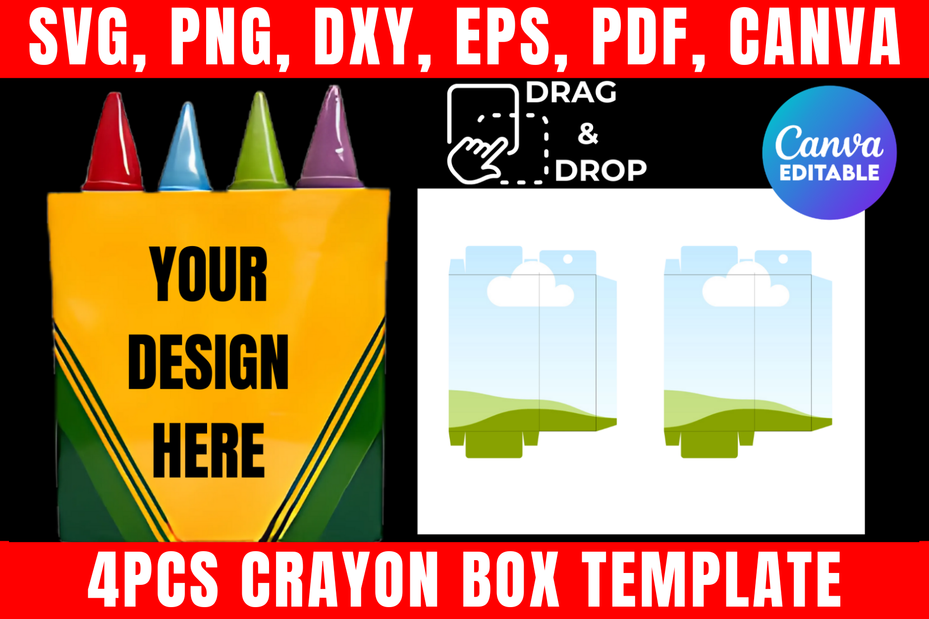 4pcs Crayon Box Canva Template Graphic by freshzone228 · Creative Fabrica