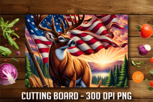 American Flag Deer Sunset Cutting Board Graphic by MIKU PRINT ...