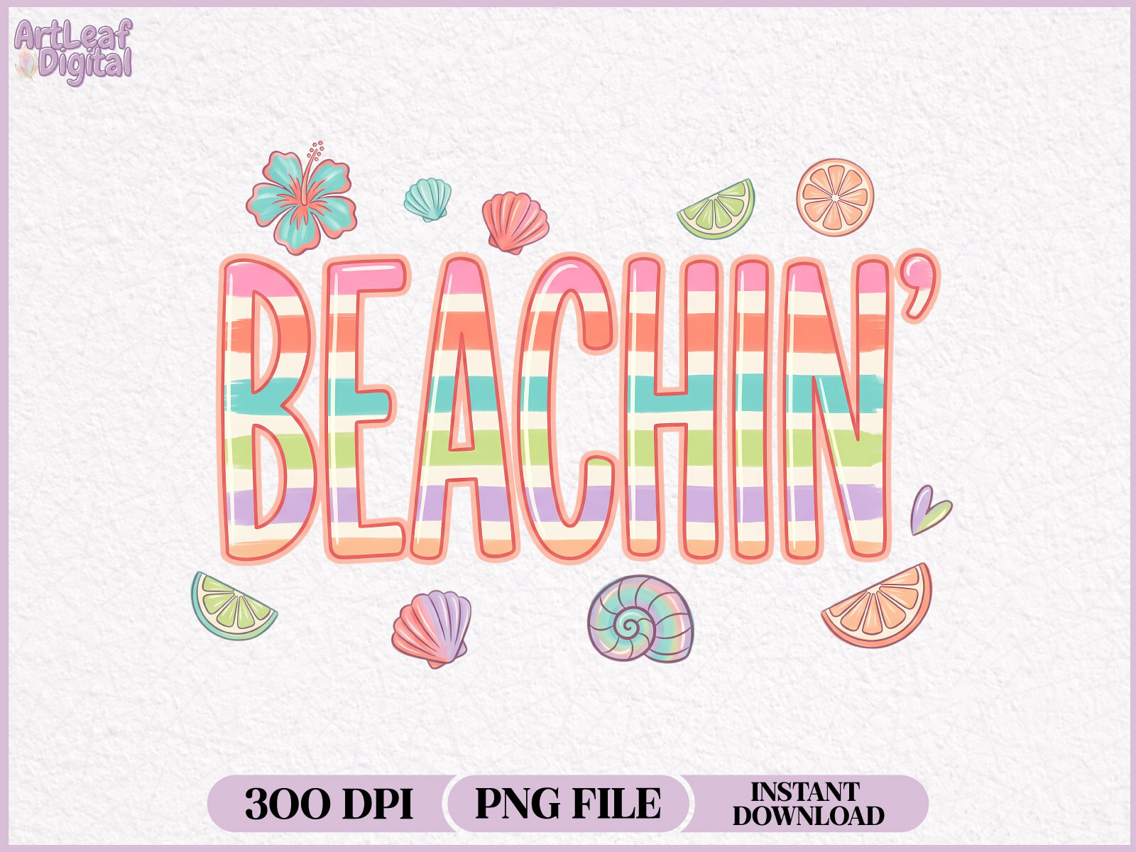 Beachin’ Preppy Coastal Summer PNG Graphic by Art Leaf Digital ...