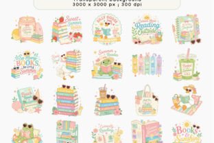 Bookish Summer Cliparts Cute Reading PNG Graphic by CozyNest Studio ...