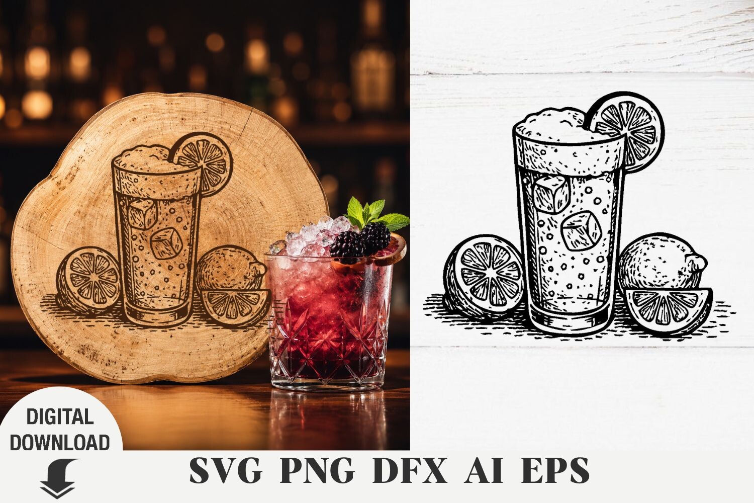 Cocktail Svg, Summer SVG, Laser Engraved Graphic by OksisMG · Creative ...