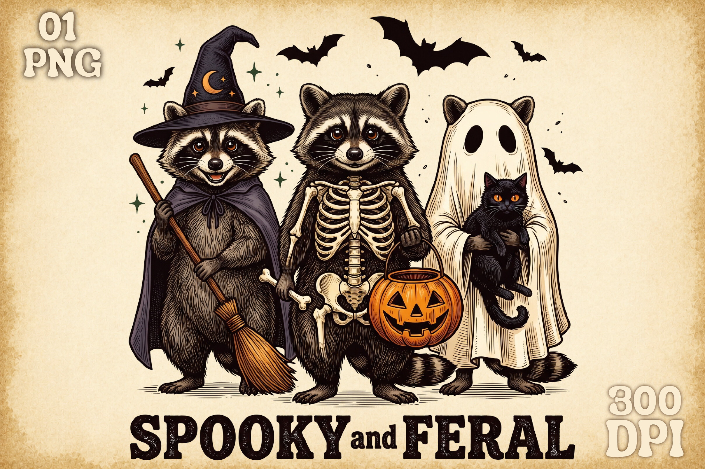 Creepy Cute Raccoon Ghost Png Graphic by Sublimation Studio · Creative ...