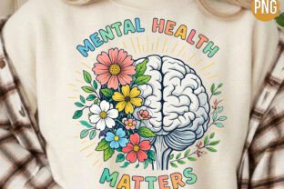 Mental Health Matters Floral Brain PNG Graphic by Coffee & Crafts ...