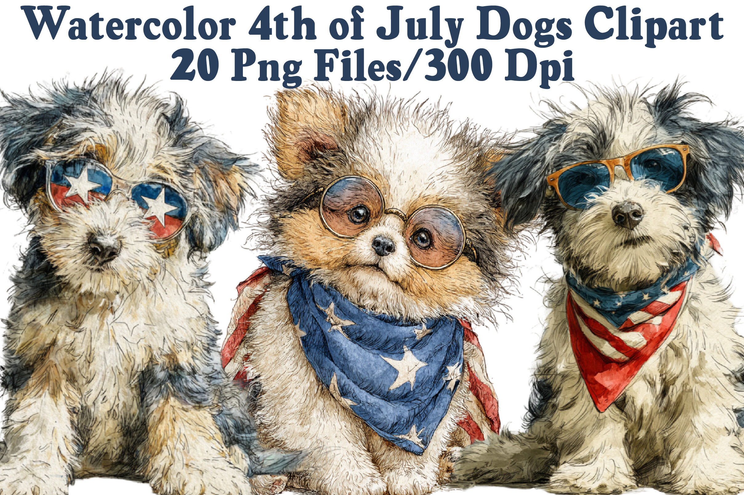 Watercolor 4th of July Dogs Clipart Graphic by Sublimation Design ...