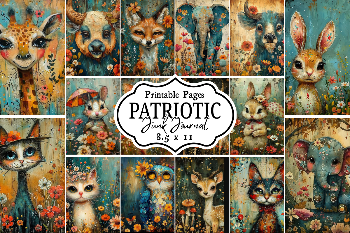 Whimsical Animal Junk Journal 50 Pages Graphic by Design invention ...