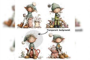 Whimsical Christmas Elf Clipart Set Graphic by One-touch · Creative Fabrica