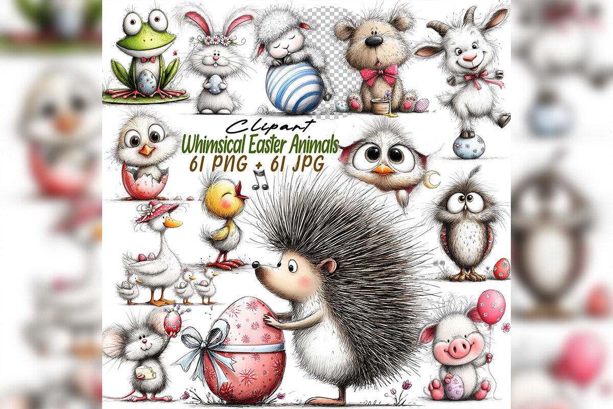 Whimsical Easter Animals Clipart Set Graphic by One-touch · Creative ...