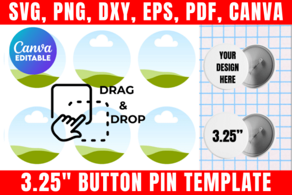 24 Button Pin Template Designs & Graphics