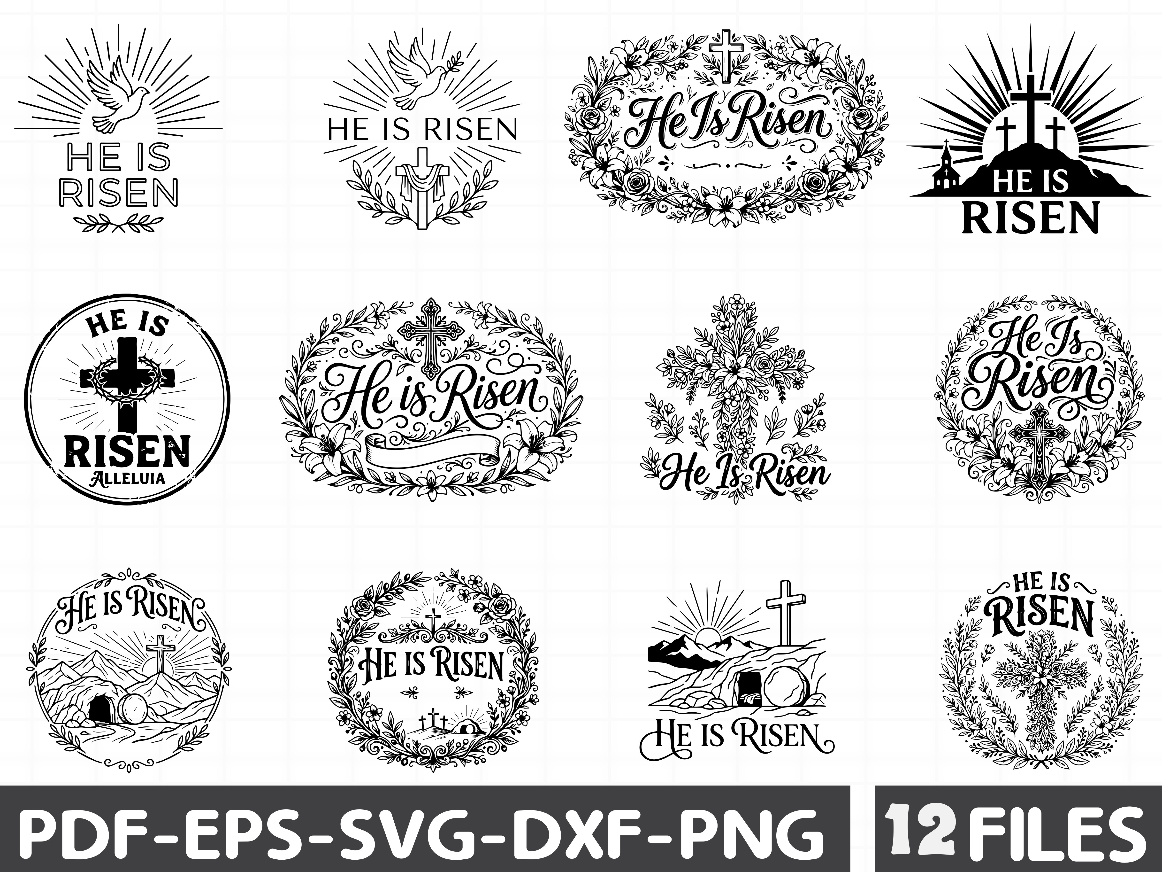He is Risen Christian Svg Graphic by MAHIN PUBLICATIONS · Creative Fabrica