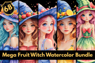 Mega Fruit Witch Watercolor PNG Bundle Graphic by Nadeela Nadeela ...