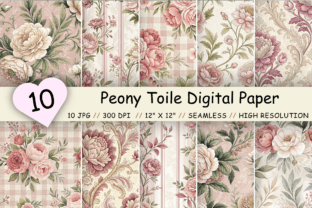 Peony Toile Digital Paper Pack, Vintage Graphic by Florid Printables ...