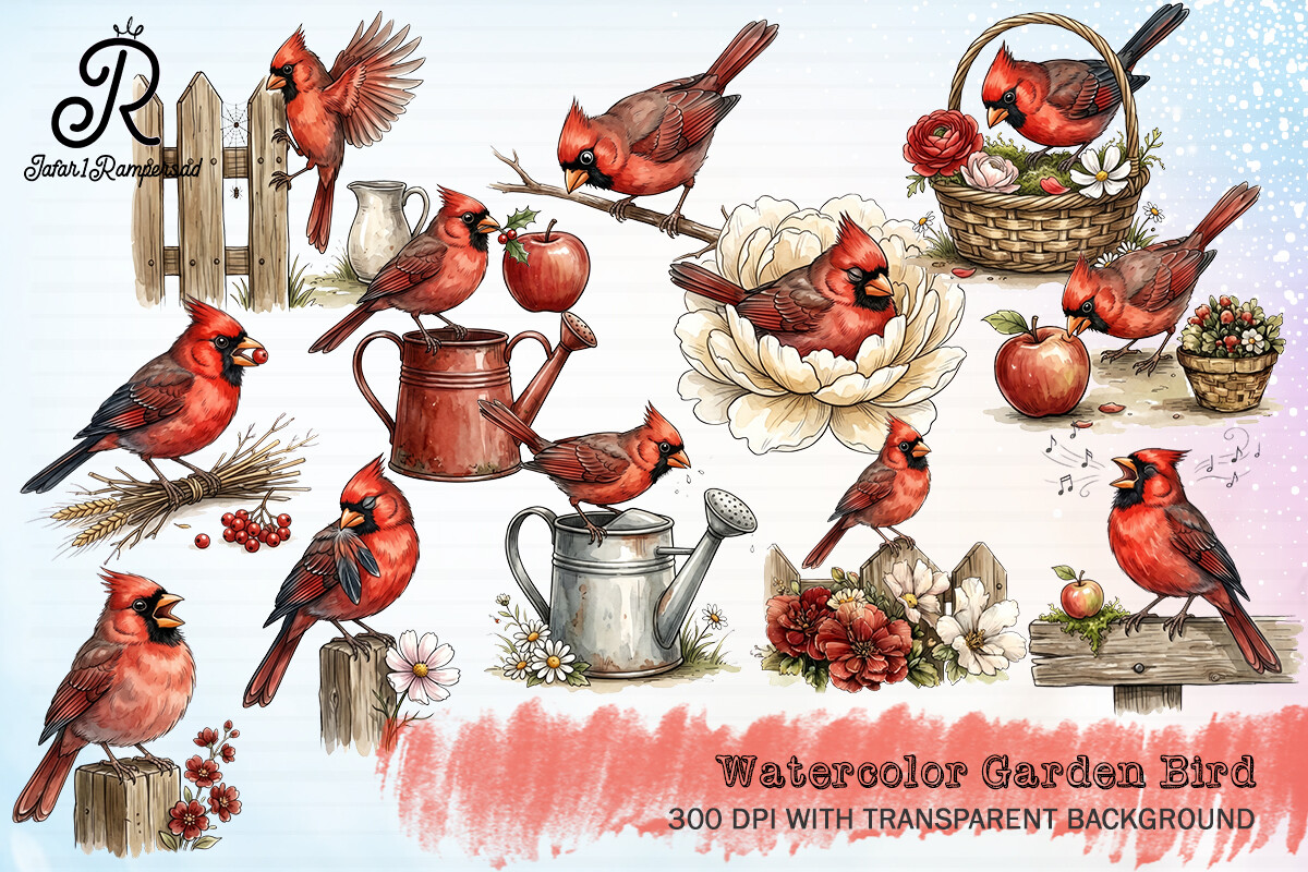 Watercolor Garden Bird Clipart Graphic by Jafar1Rampersad · Creative ...