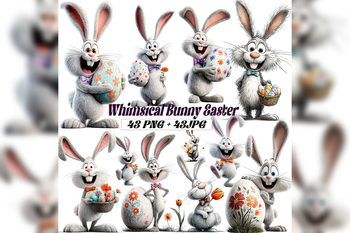 Whimsical Easter Bunny Clipart Graphic by One-touch · Creative Fabrica