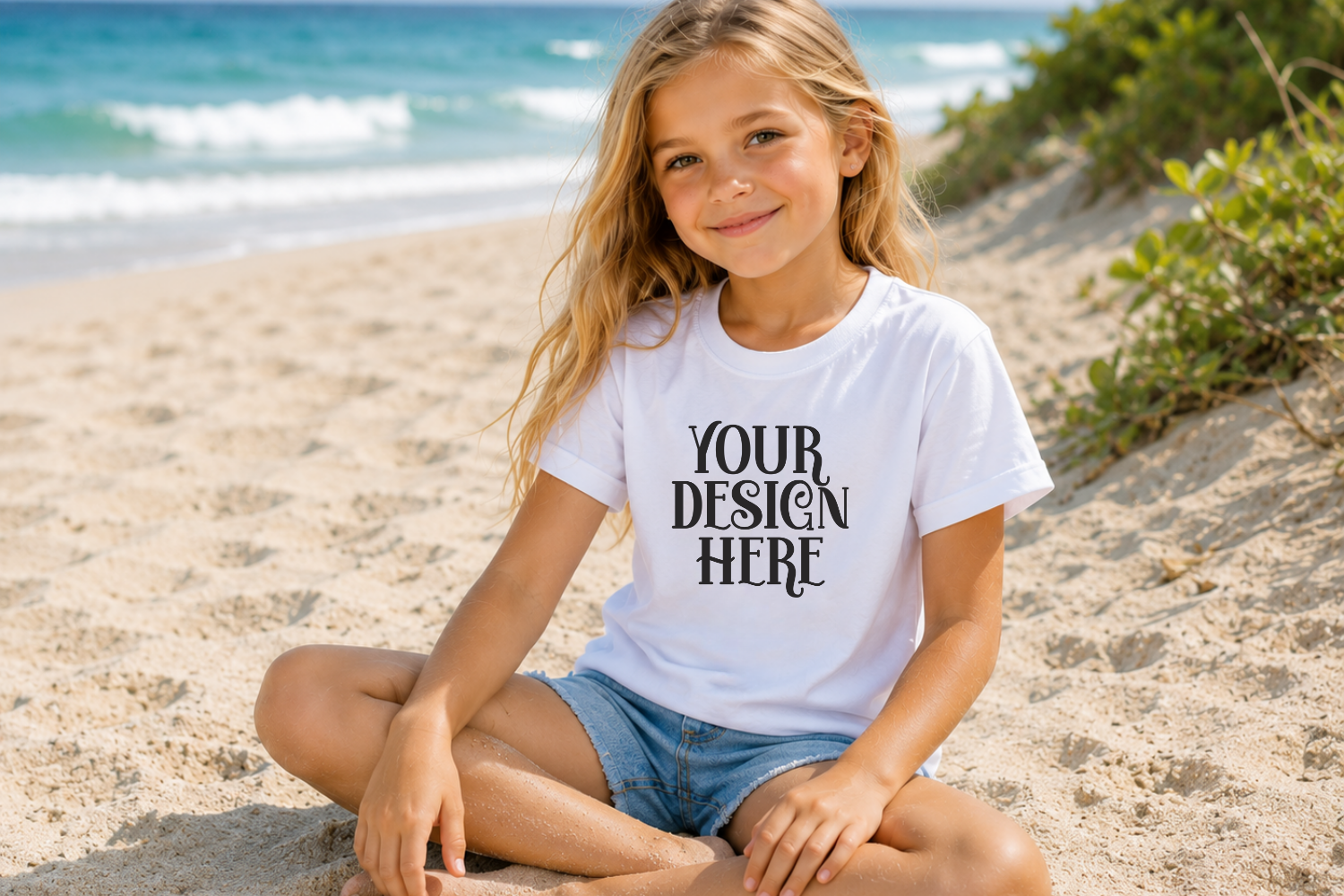 Bella Canvas 3001Y Beach T-Shirt Mockup Graphic by Real POD Mockups ...