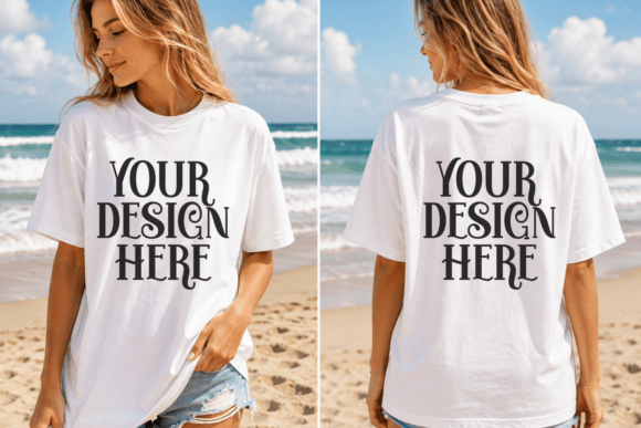 Gildan 64000 Front & Back T-Shirt Mockup Graphic by POD Mockup SHop ...