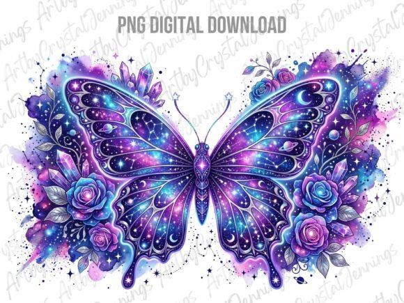 Watercolor Celestial Butterfly PNG Graphic by ArtbyCrystalJennings ...
