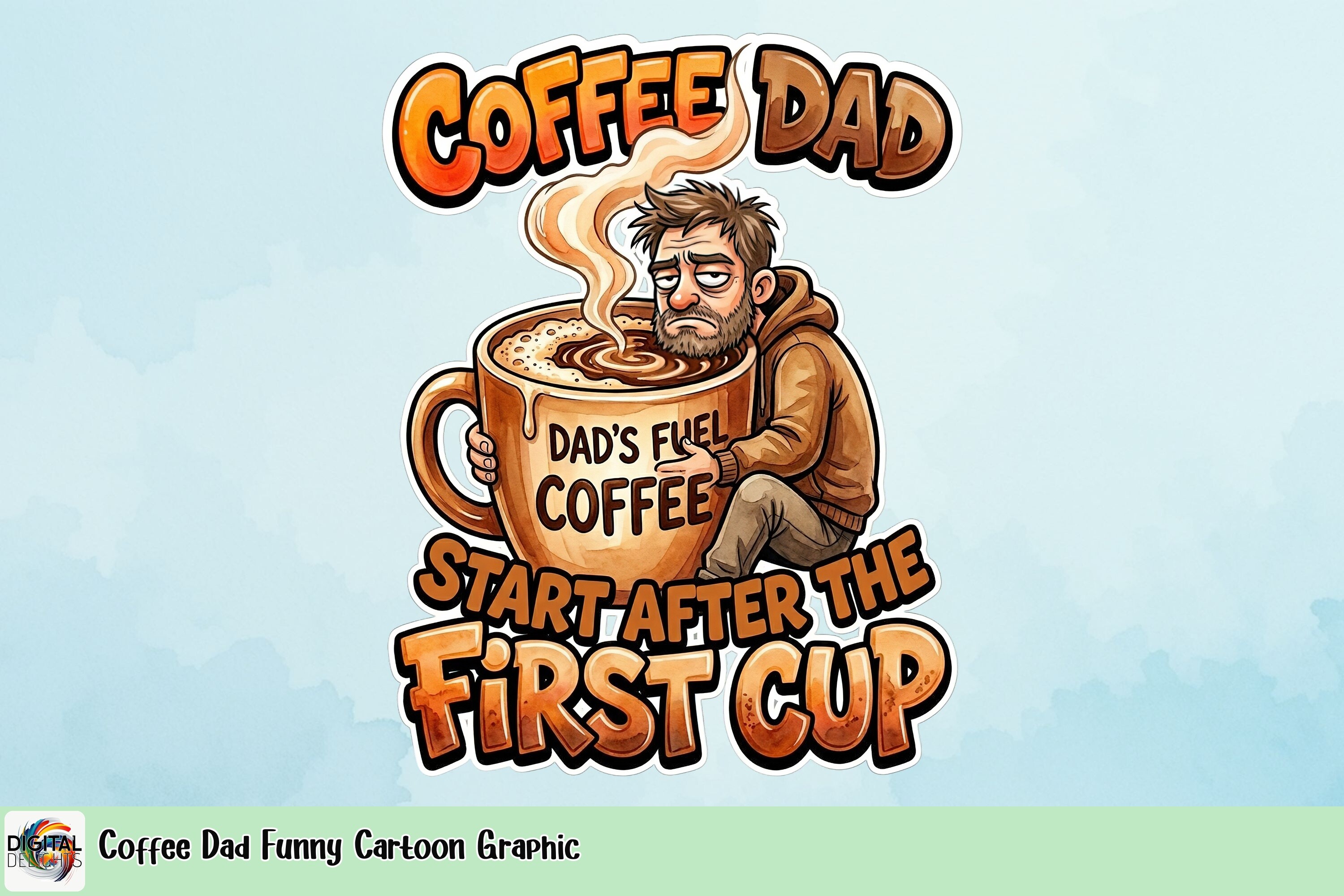 Coffee Dad Funny Cartoon Graphic Graphic by Digital Delights · Creative ...