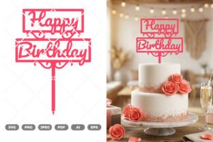 Happy Birthday Cake Topper SVG & Clipart Graphic by Indah_Craft ...