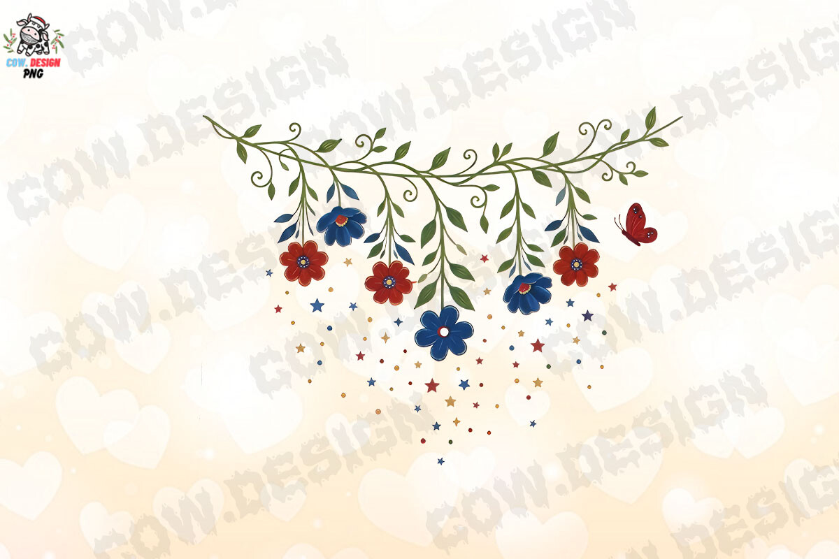 Patriotic Floral Clipart (18) PNG Graphic by COW.design · Creative Fabrica
