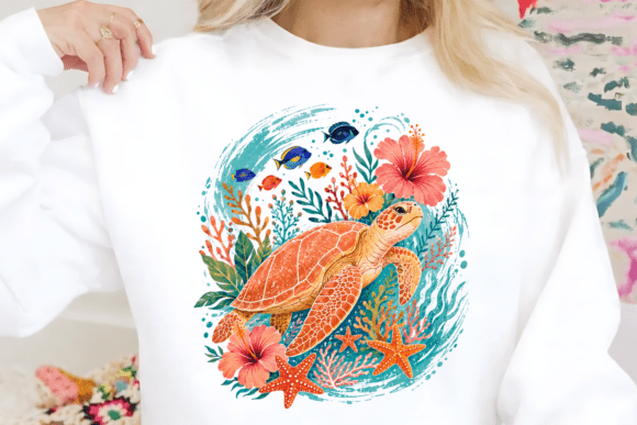 Sea Turtle Ocean Tropical Beach PNG Graphic by Design Station ...