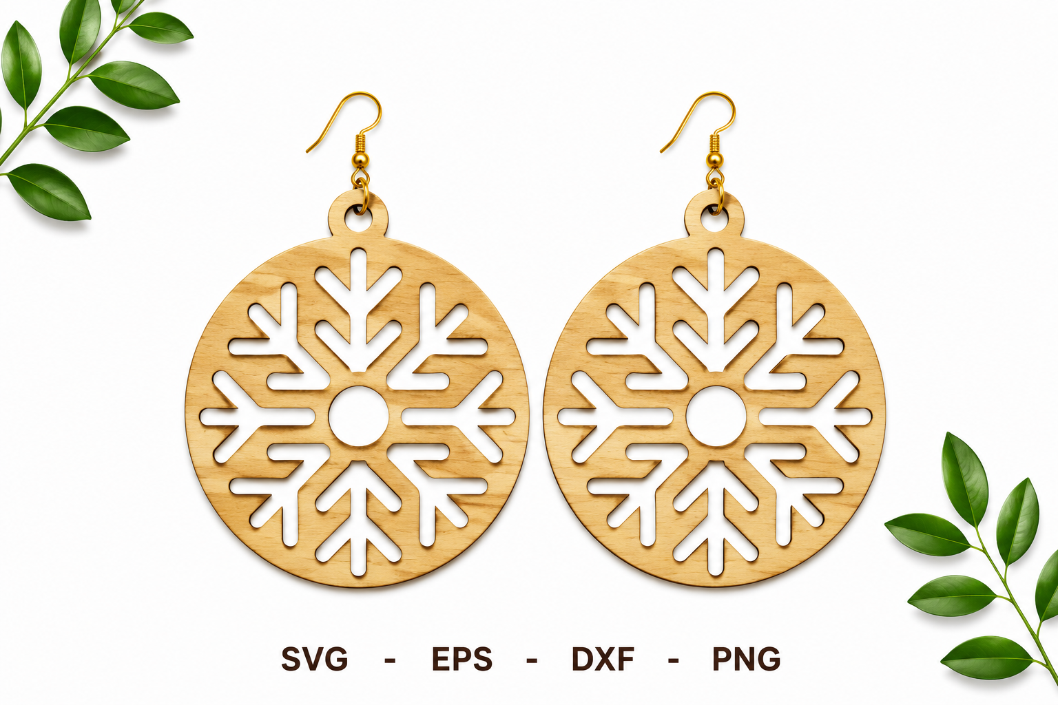 Snowflake Wooden Earrings Laser Cut SVG · Creative Fabrica