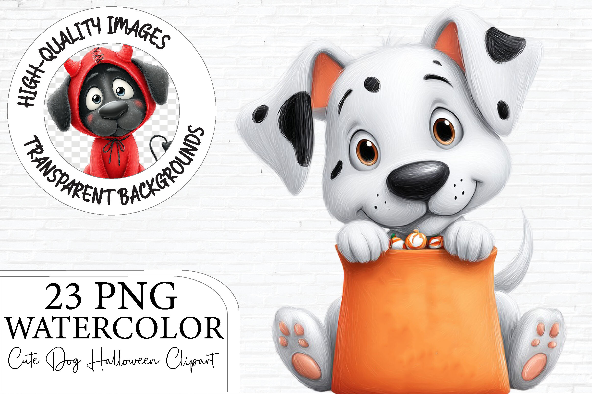Watercolor Dog Halloween Clipart Bundle Graphic by Artoya · Creative ...
