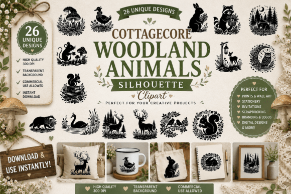 Cottagecore Woodland Animals Silhouette Graphic by Hamees Store ...