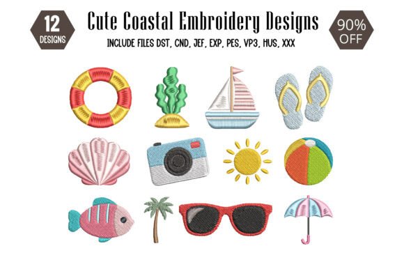 Cute Coastal Embroidery Design · Creative Fabrica