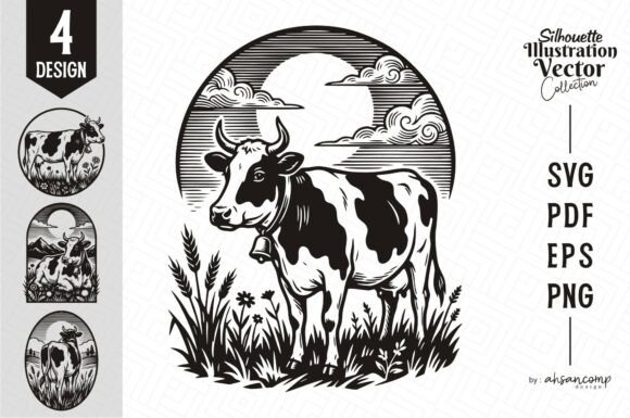 Farm Cow Silhouette SVG Graphic by Ahsancomp Studio · Creative Fabrica