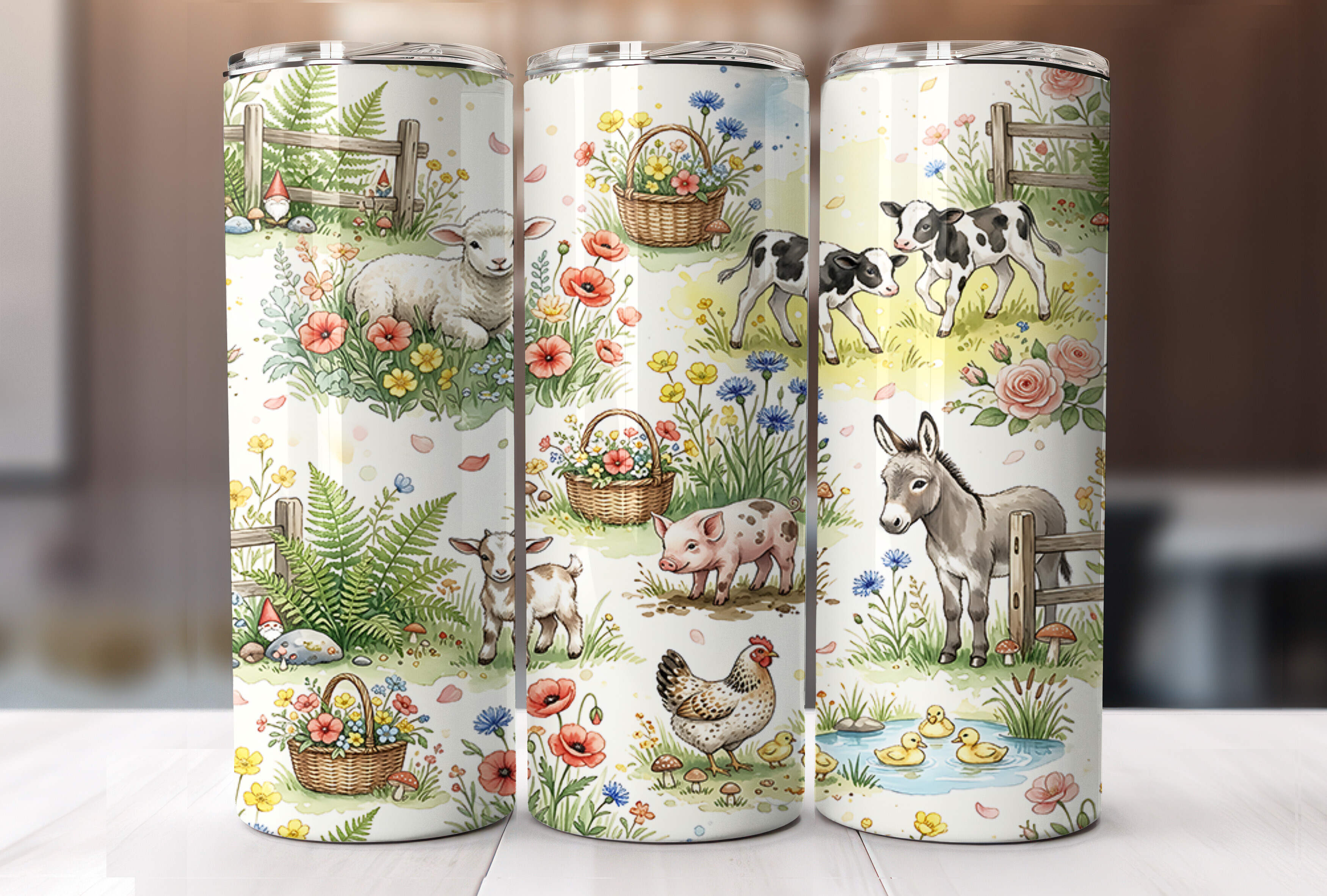 Farmyard Animals Tumbler PNG Sublimation Graphic by Begum Creation ...