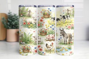 Farmyard Animals Tumbler PNG Sublimation Graphic by Begum Creation ...