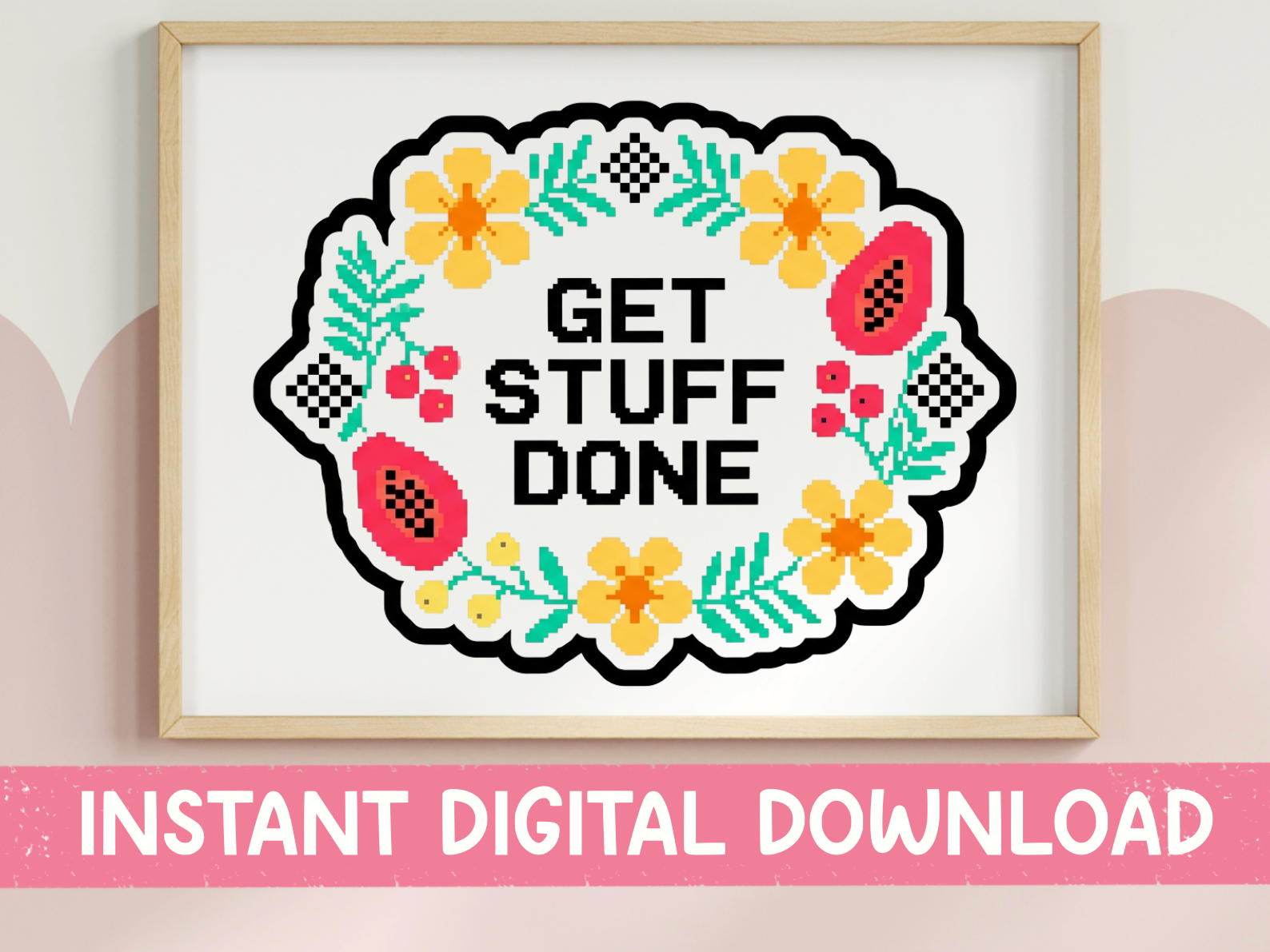 Get Stuff Done Floral Cross Stitch SVG Graphic by October Second ...