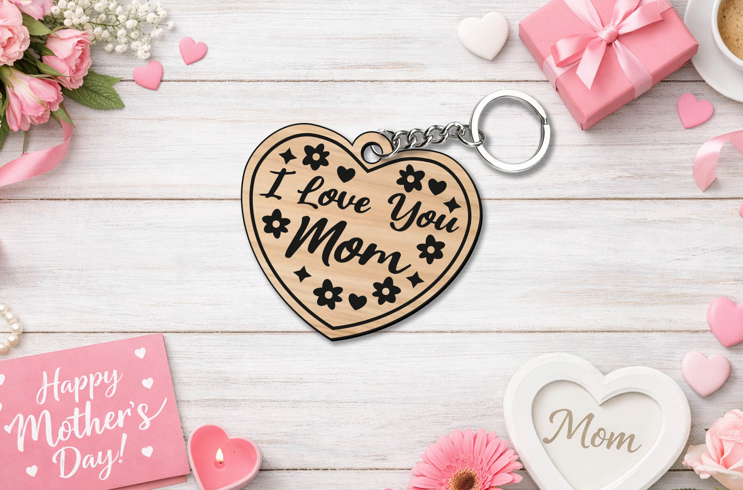 I Love You Mother's Day Keychain Gift · Creative Fabrica
