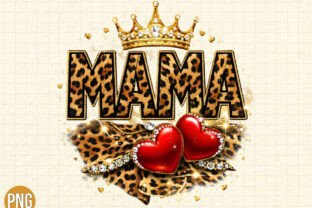 Leopard Print Mama Gold Crown Heart PNG Graphic by Moo Prints ...