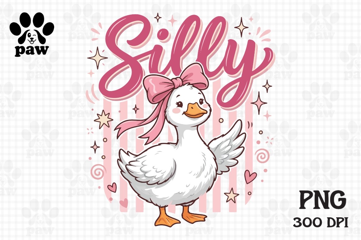 Silly Goose PNG, Cute Goose Bow Png Graphic by PAW · Creative Fabrica