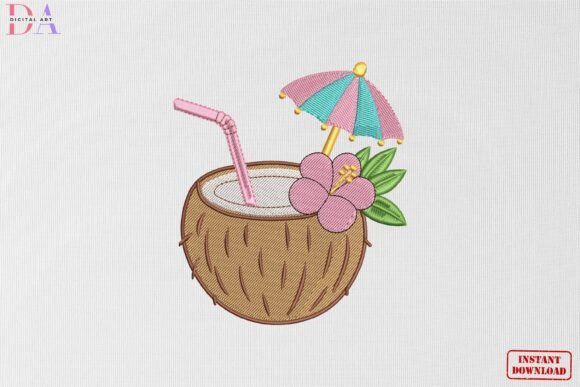 Tropical Coconut Drink Summer Beach · Creative Fabrica