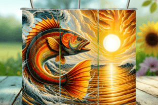 Walleye Fish Golden Sunset Tumbler Wrap Graphic by LILY DIGITAL Arts ...