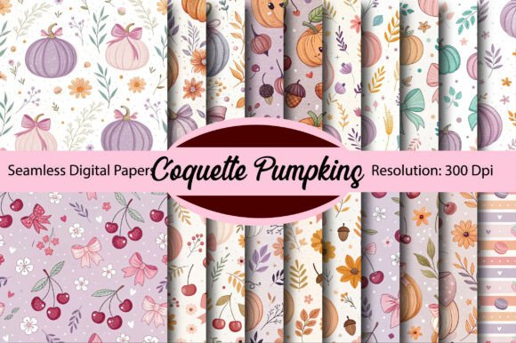 COQUETTE PUMPKINS Seamless Digital Paper Graphic by Colourful ...