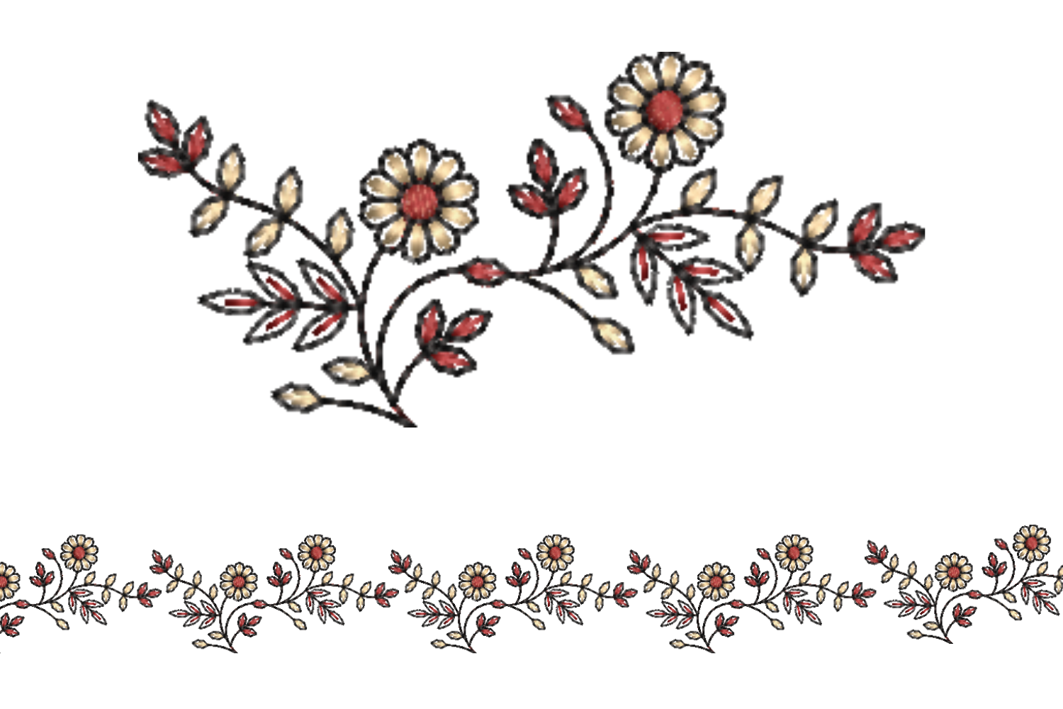 Creative Floral Border Embroidery Design Creative Fabrica
