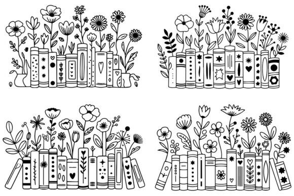 Flowers Books SVG- Reading Svg Graphic by Embroidery Art · Creative Fabrica