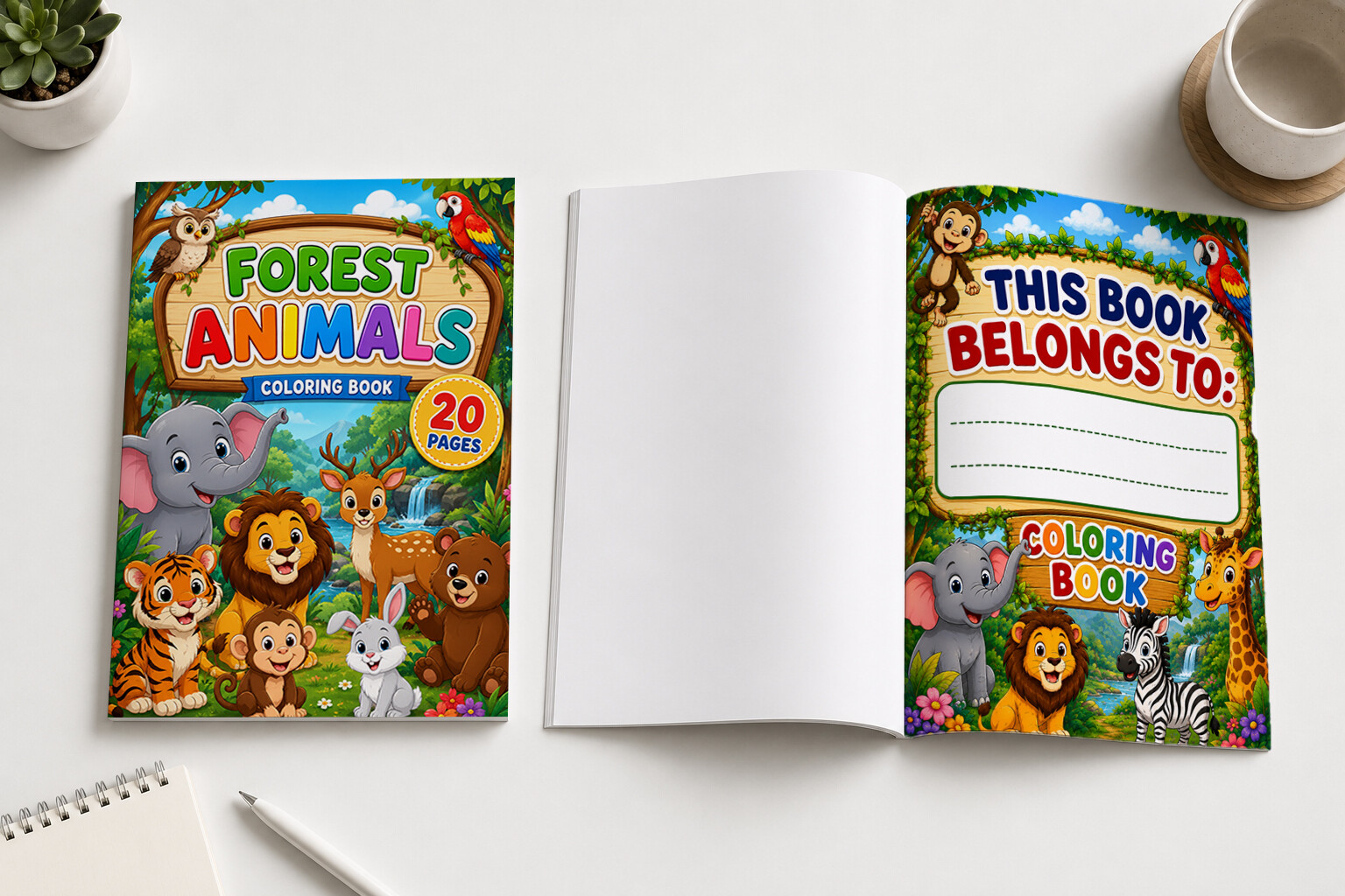 Forest Animals Coloring Book for Kids Graphic by gz_deco · Creative Fabrica