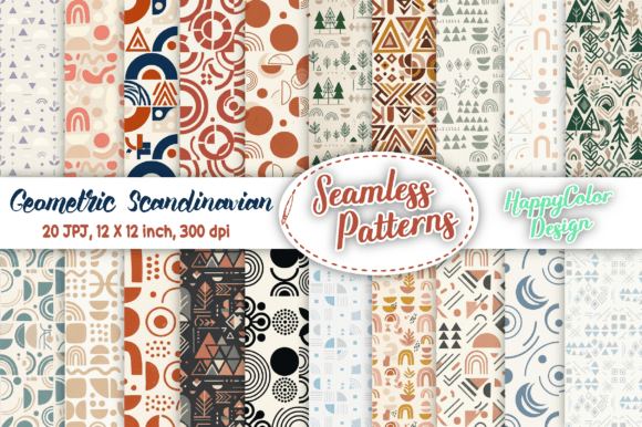 Geometric Scandinavian Seamless Patterns Graphic by HappyColor Design ...